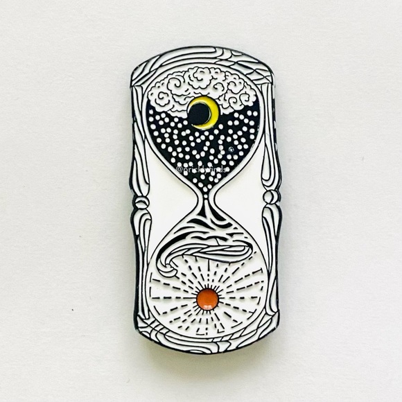 pricklyfinds | Jewelry | 84 Night And Day Hourglass Enamel Pin | Poshmark